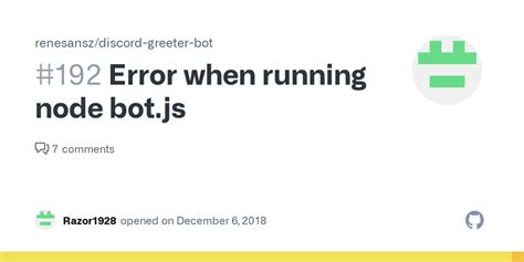 error when running node bot js · issue 192 · renesansz discord greeter bot · github