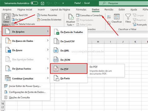 como importar pdf para o excel com o power query ninja do excel