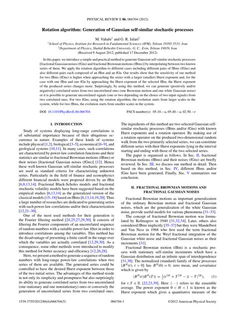 pdf rotation algorithm generation of gaussian self similar stochastic processes