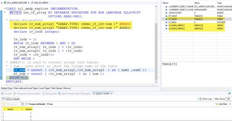hana sql use of array sapcodes