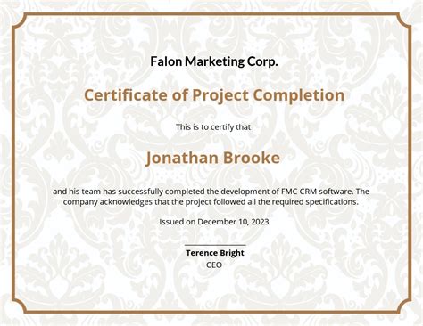 Certificate Template For Project Completion