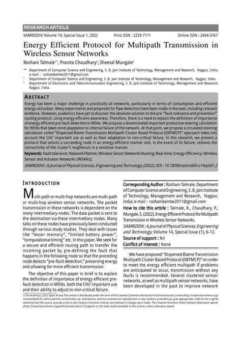 pdf energy efficient protocol for multipath transmission in wireless sensor networks