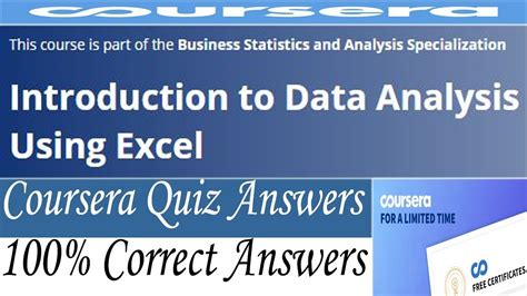 Introduction To Data Analysis Using Excel Coursera Quiz Answers Week