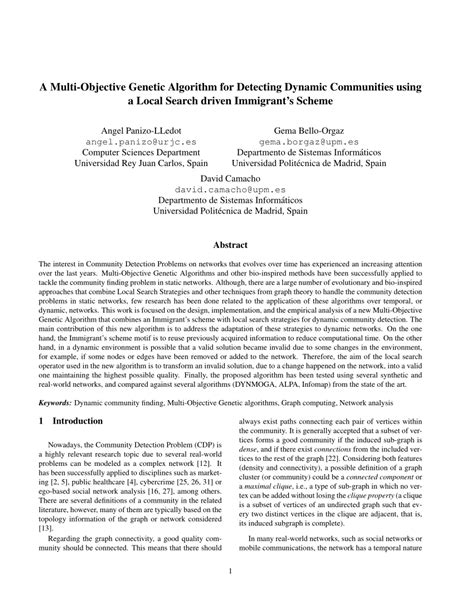 pdf a multi objective genetic algorithm for detecting dynamic communities using a local search