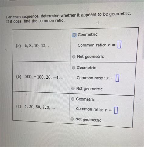 solved for each sequence determine whether it appears to be