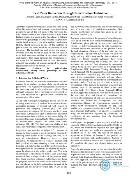 pdf an improved history based test prioritization technique technique using code coverage