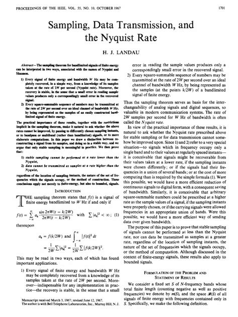 sampling data transmission and the nyqui pdf sampling signal processing bandwidth