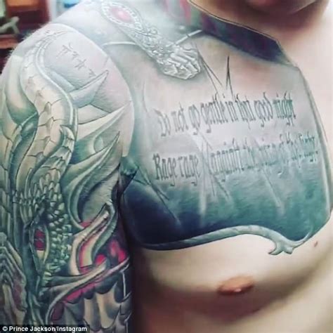 Prince Jackson Shows Off Massive Armour Inspired Tattoo Daily Mail Online