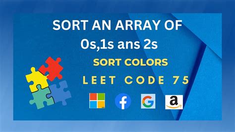 sort an array of 0s and 1s and 2s youtube