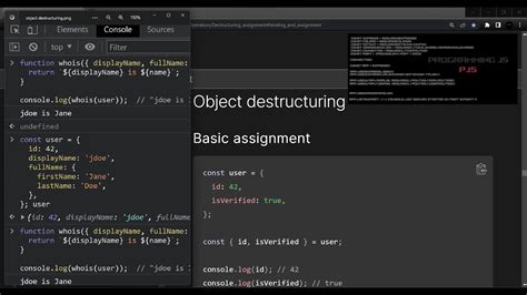 object destructuring destructuring assignment javascript youtube