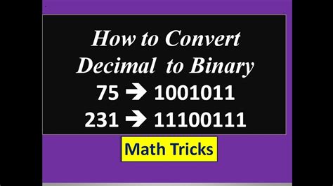 How To Convert Decimal Number Into Binary Number Number System Math