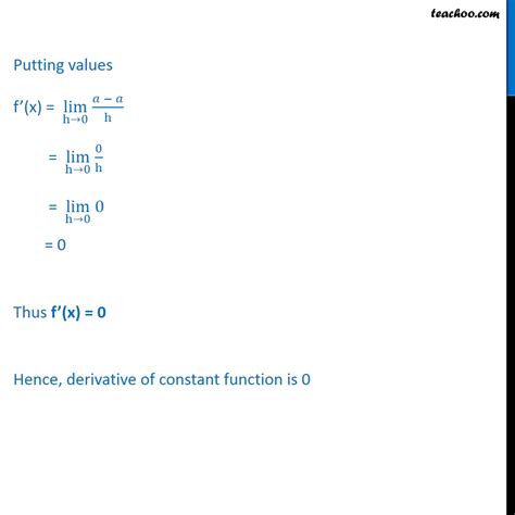 example 11 find derivative of constant function f x a