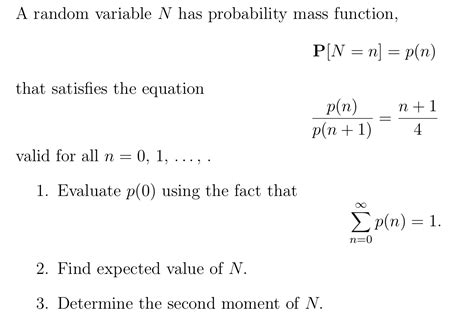 Solved A Random Variable N Has Probability Mass Function Chegg