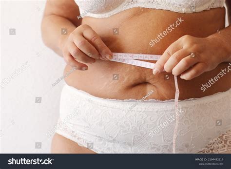 Cropped Photo Naked Overweight Woman Belly Stock Photo 2194482219