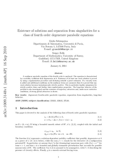 pdf existence of solutions and separation from singularities for a class of fourth order
