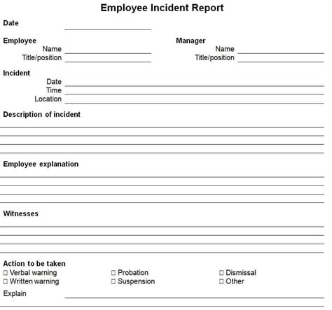 15 Useful Employee Incident Report Templates Writing Word Excel Format