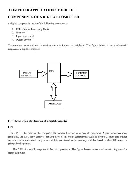 component of a digital computer docx computer applications module 1 components of a digital