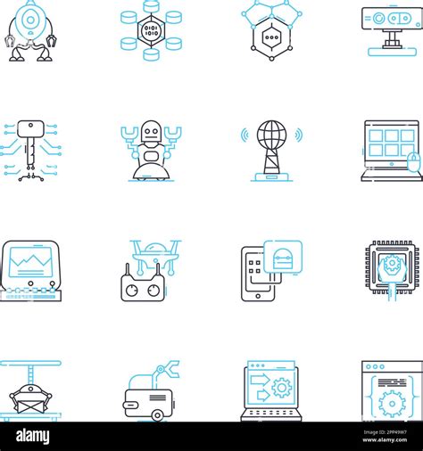 Mechatronics Systems Linear Icons Set Robotics Sensors Automation
