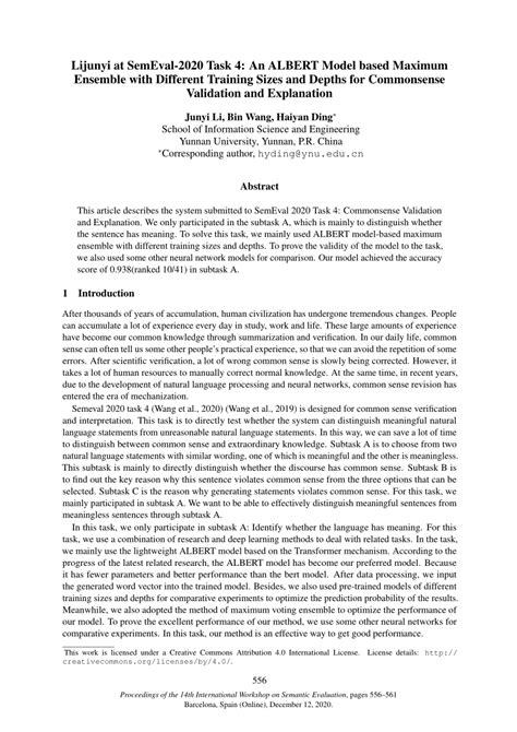 pdf lijunyi at semeval 2020 task 4 an albert model based maximum ensemble with different