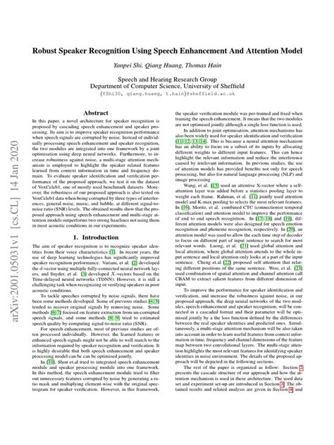 robust speaker recognition using speech enhancement and attention model pdf deep learning