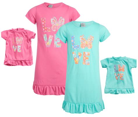Bff And Me Girls Pajamas 2 Pack Nightgown With Matching Doll Dress Size 6 12