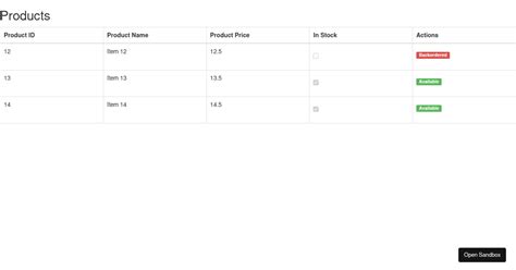 react bootstrap table next examples codesandbox