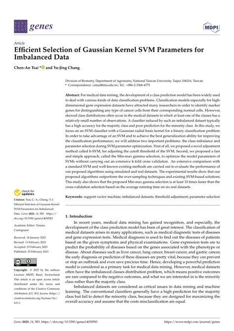 pdf efficient selection of gaussian kernel svm parameters for imbalanced data