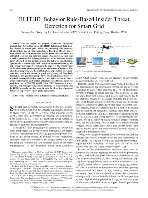 pdf blithe behavior rule based insider threat detection for smart grid