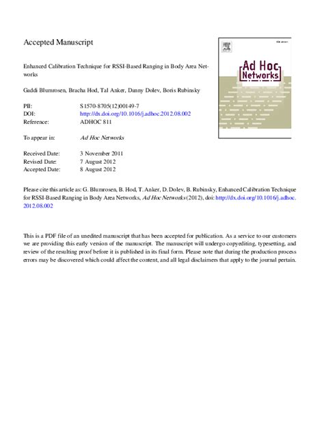 pdf enhanced calibration technique for rssi based ranging in body area networks danny dolev