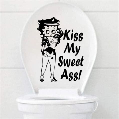 Betty Boop Kiss My Sweet Ass Sticker Mural Drôle Accessoires De Salle De Bain 20 14cm H5080