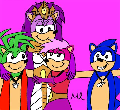 Sonic Manic And Sonia With Queen Aleena By Starrabbit On Deviantart