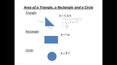 Area Of A Triangle A Rectangle And A Circle YouTube