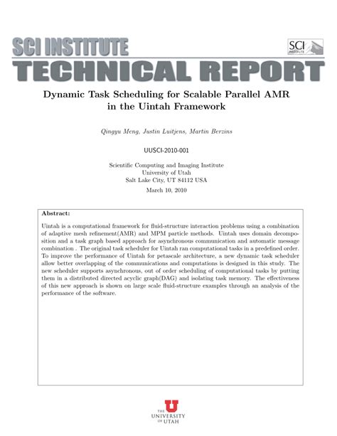 pdf dynamic task scheduling for scalable parallel amr in the uintah framework
