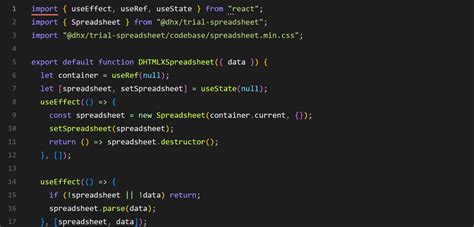 react spreadsheet component library dhtmlx