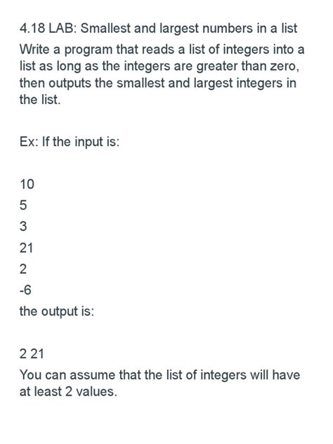 4 18 lab smallest and largest numbers in a list pdf