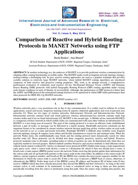 comparison of reactive and hybrid routing protocols in manet networks using ftp applications