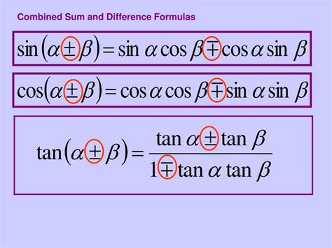 Sum And Difference Formulas Calculator