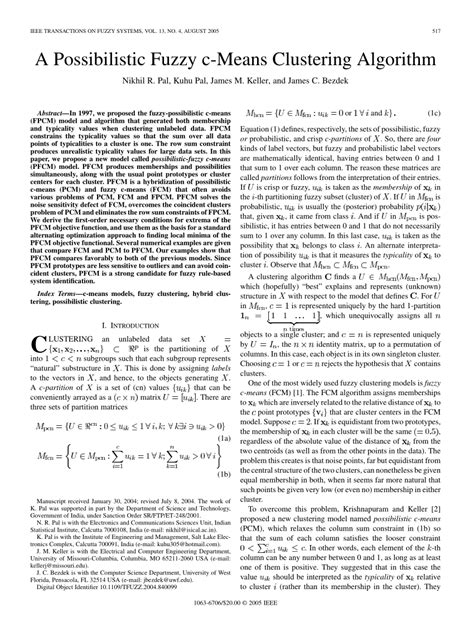 pdf a possibilistic fuzzy c means clustering algorithm