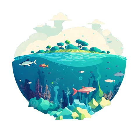 可愛的海底世界海洋日插畫 世界海洋日 節日插畫 海洋PNG去背圖片素材免費下載免摳圖設計圖案下載 Pngtree