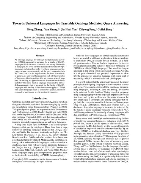 pdf towards universal languages for tractable ontology mediated query answering