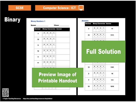 number systems binary gcse igcse computer science full lesson teaching resources
