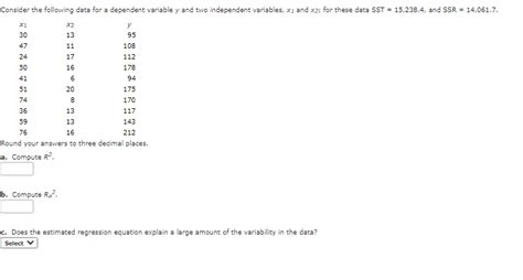 solved consider the following data for a dependent variable