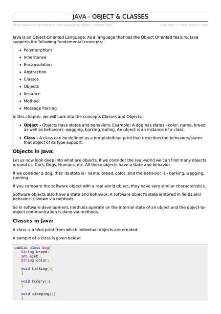 lect 1 java object classes pdf