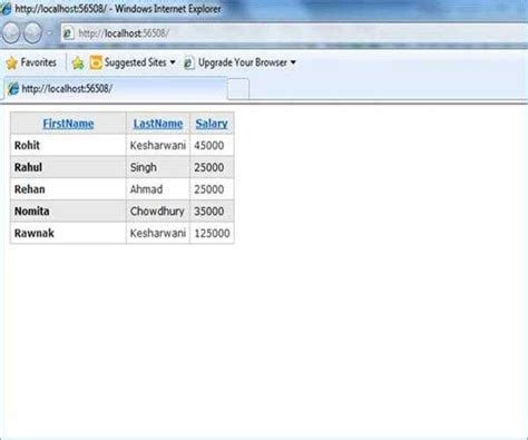 webgrid control in asp mvc mindstick