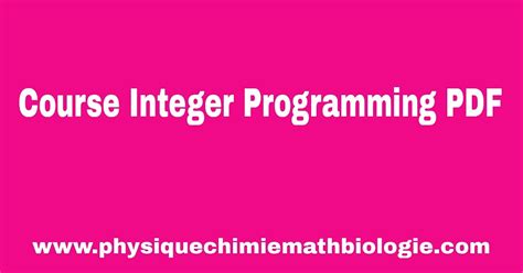 course integer programming pdf