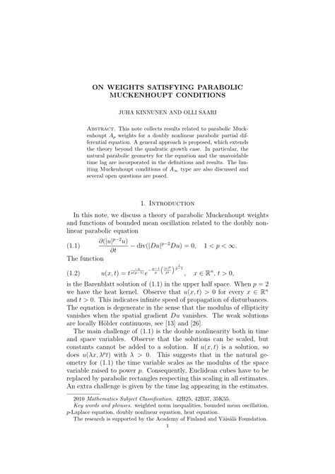 pdf on weights satisfying parabolic muckenhoupt conditions