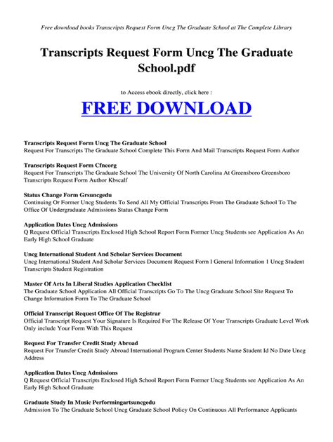 Fillable Online Radiorusak Esy TRANSCRIPTS REQUEST FORM UNCG THE