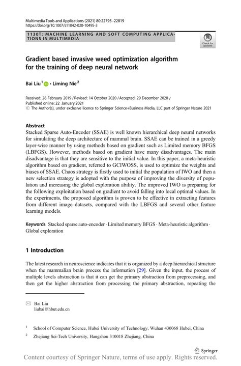gradient based invasive weed optimization algorithm for the training of deep neural network
