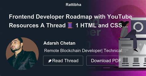 frontend developer roadmap with youtube resources a thread 🧵 المسلسل من adarsh chetan