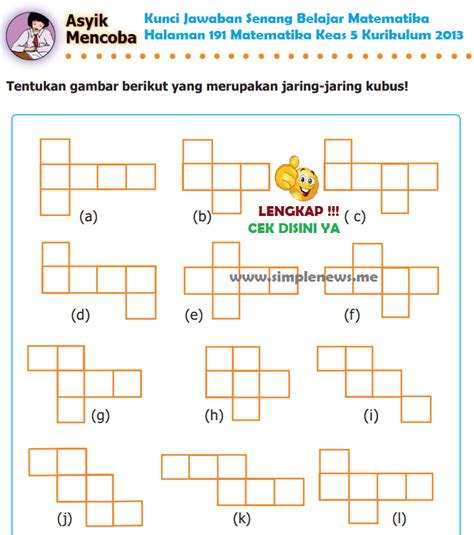 LENGKAP Kunci Jawaban Senang Belajar Matematika Halaman 191